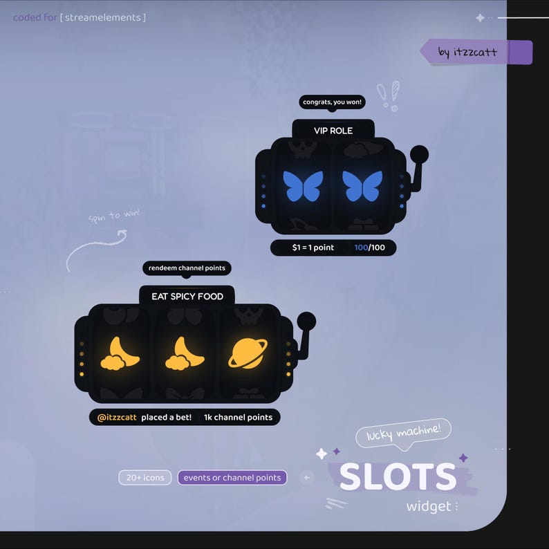 Slots Widget | Events & Channel Points System | Compact Glowy - Neo - Etsy