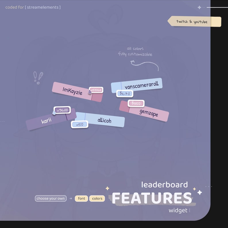 Leaderboard Widget Compact | Customizable Sticky Wall| Twitch, Youtube ...