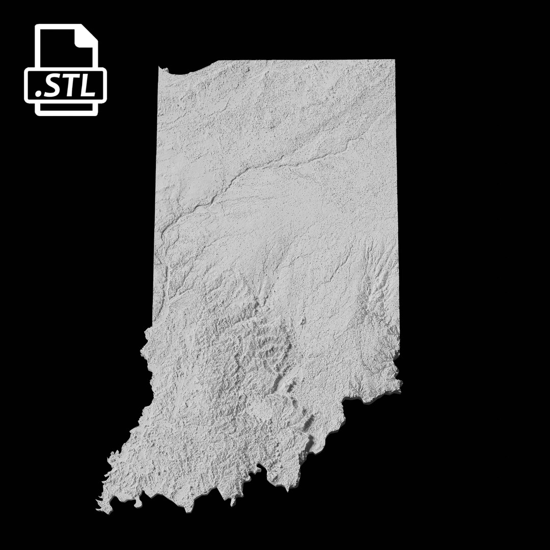 State of Indiana Topographic Map 3D Model File Stl File for CNC Milling ...