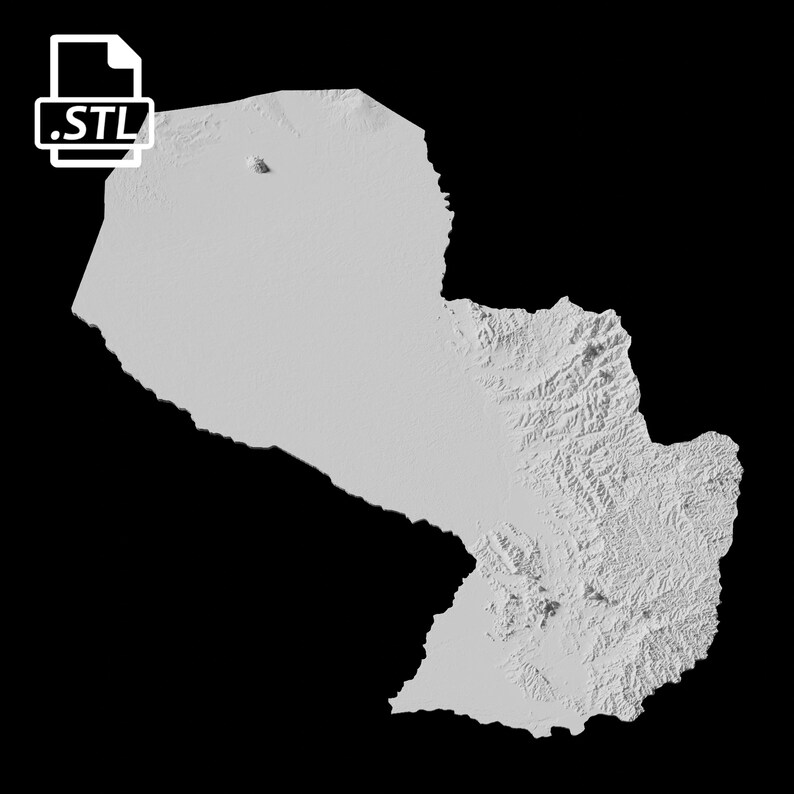 Paraguay Topographic Map 3D Model File | Stl File for CNC Milling and ...