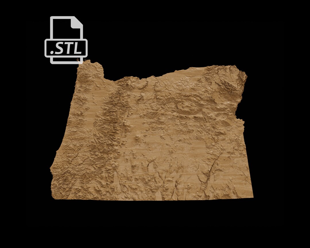 State of Oregon Topographic Map 3D Model File Stl File for CNC Milling ...