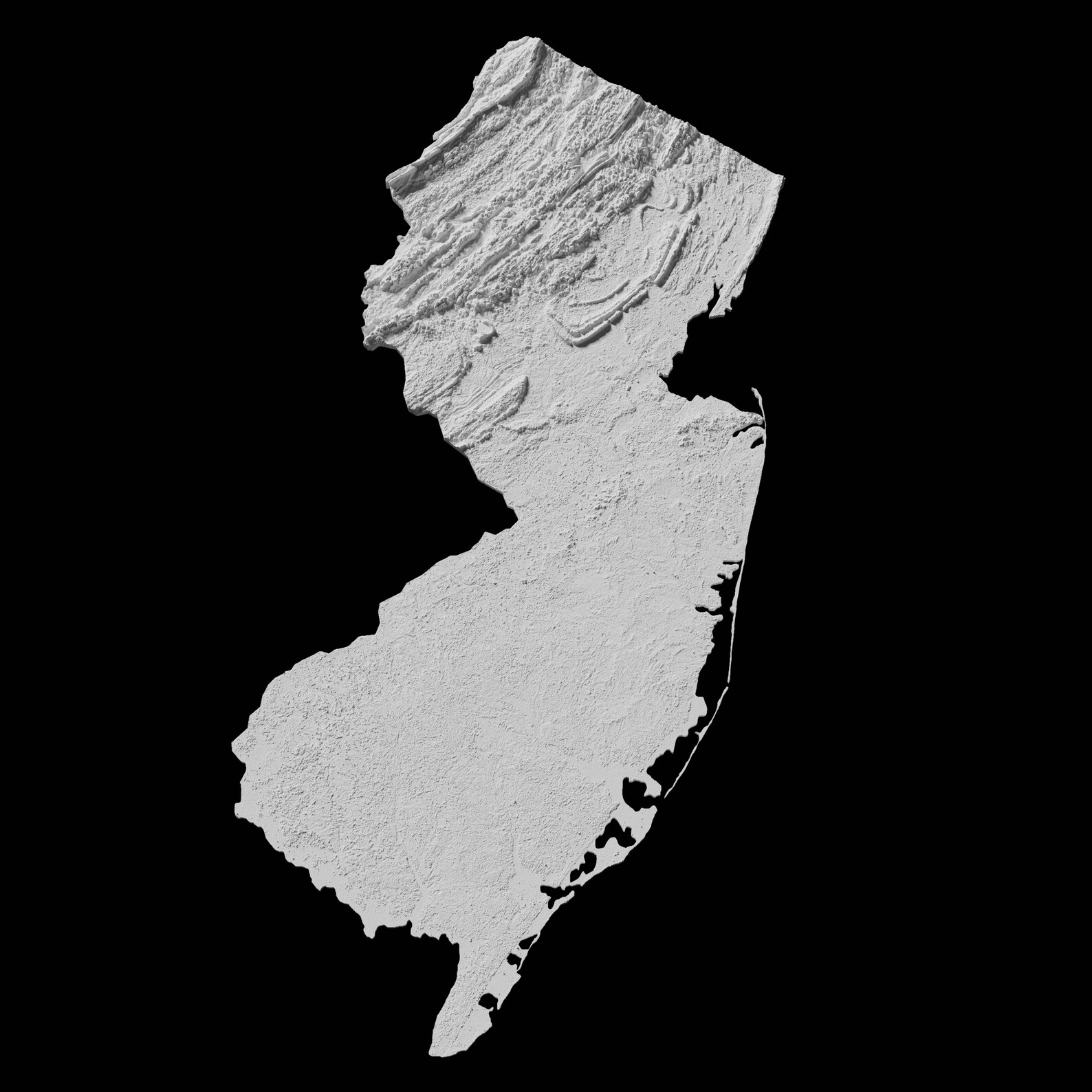 State of New Jersey Topographic Map 3D Model File | Stl File for CNC ...