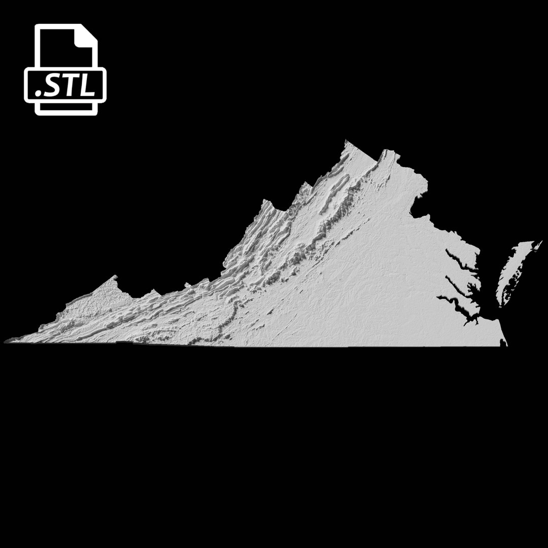 Archivo de modelo 3D del mapa topográfico del estado de Virginia ...