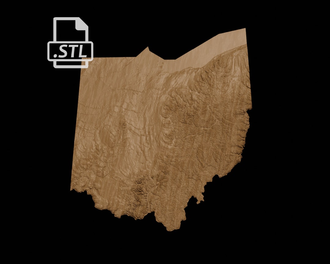 State of Ohio Topographic Map 3D Model File Stl File for CNC Milling ...