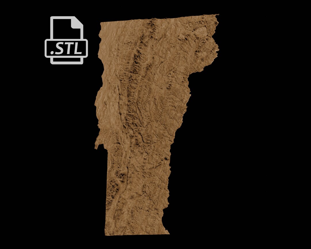 State of Vermont Topographic Map 3D Model File Stl File for CNC Milling ...