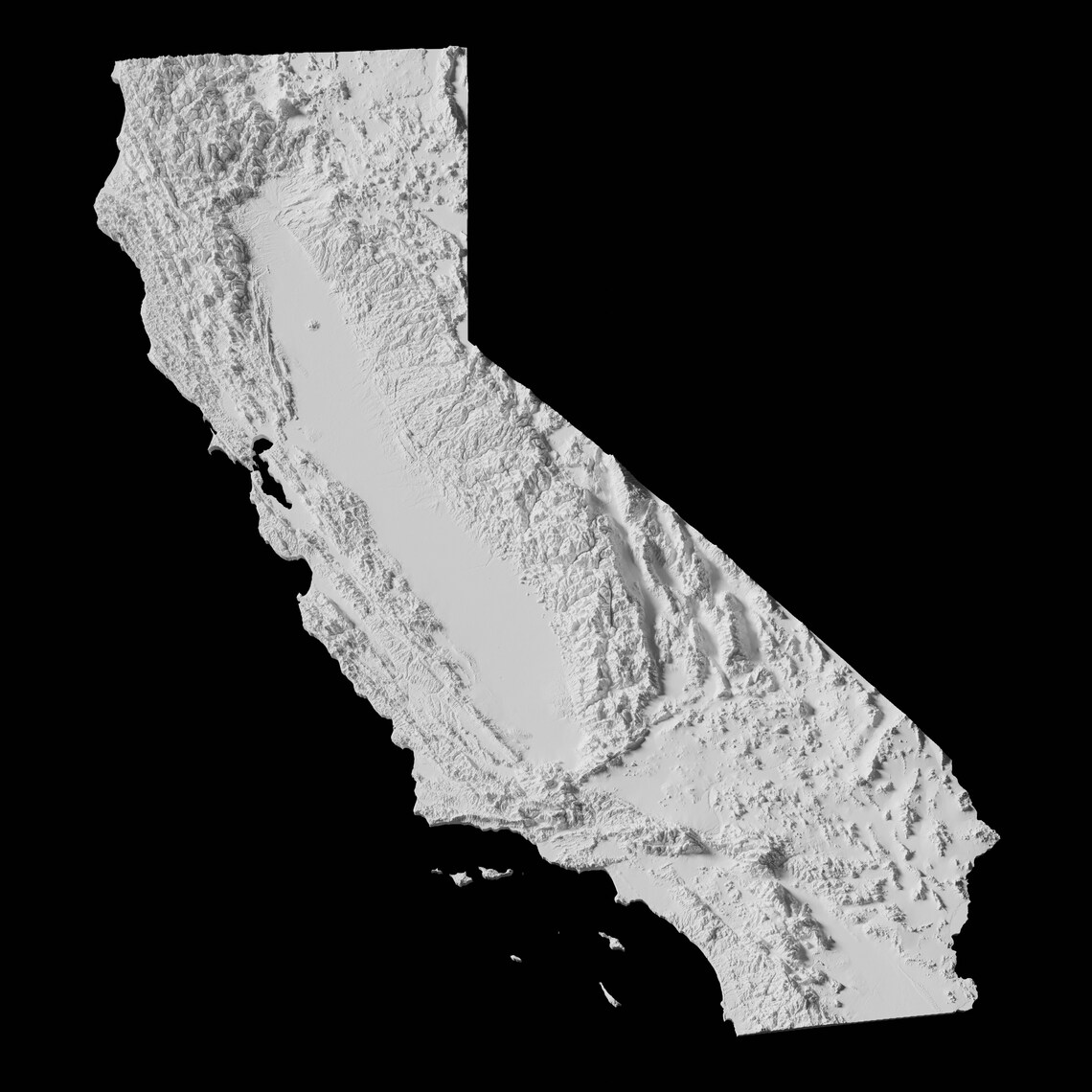 State of California Topographic Map 3D Model File | Stl File for CNC ...