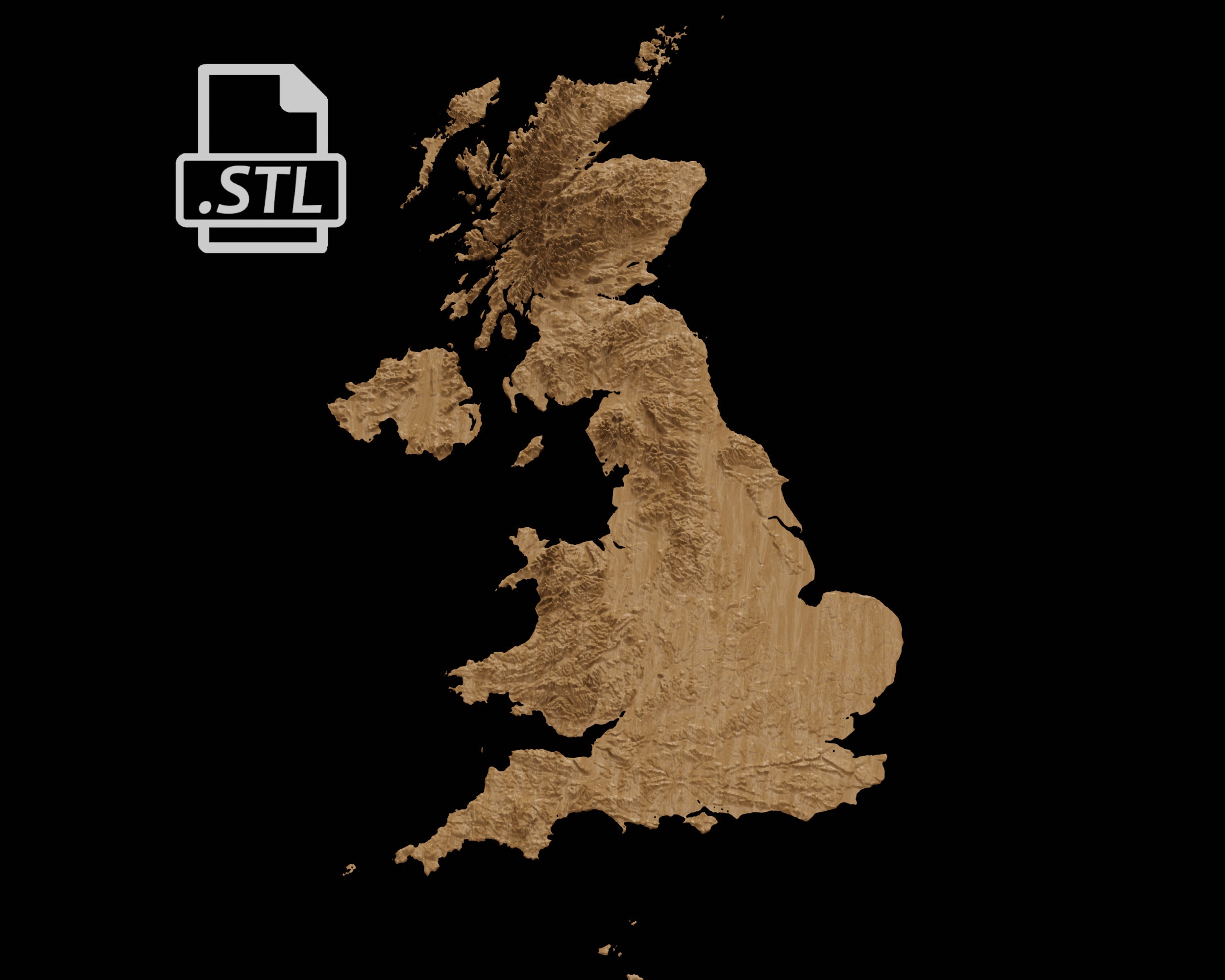 United Kingdom Topographic Map 3D Model Stl for CNC and 3D Printing - Etsy