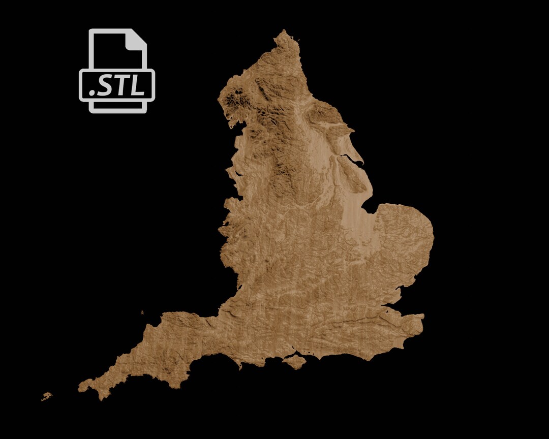 England Topographic Map 3D Model File Stl File for CNC Milling and 3D ...