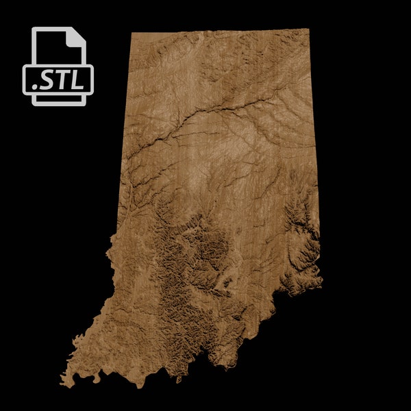 3d Map of Indiana - Etsy
