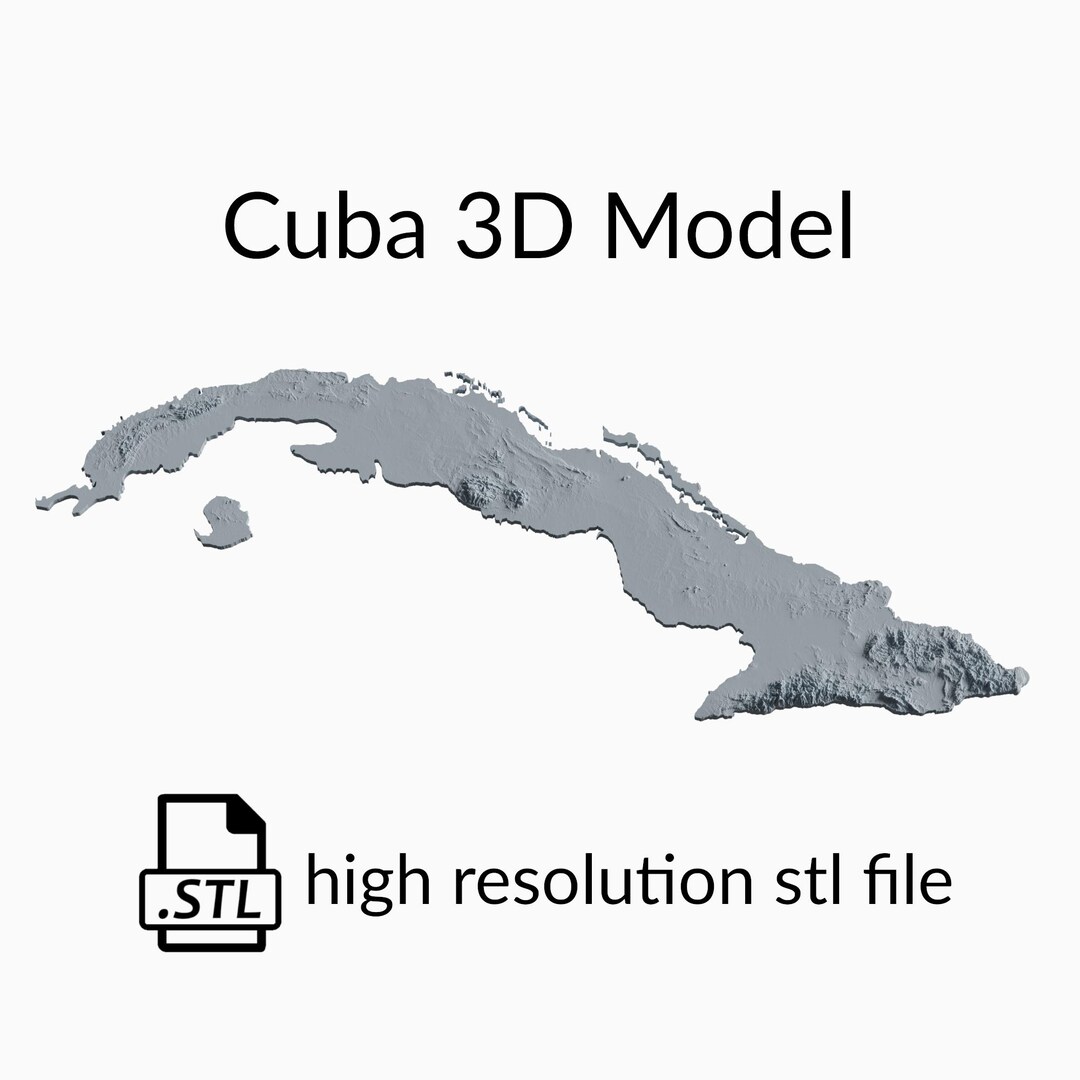 Cuba Topographic Map 3D Model File | Stl File for CNC Milling and 3D ...