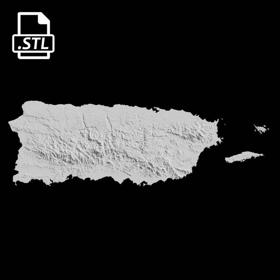 Puerto Rico Topographic Map 3D Model File Stl File for CNC Milling and ...