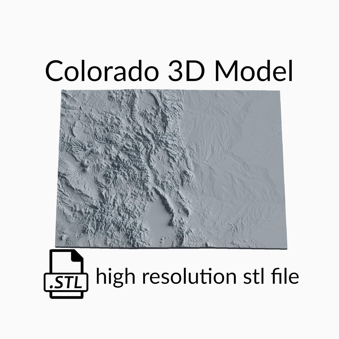 State of Colorado Topographic Map 3D Model File | Stl File for CNC ...