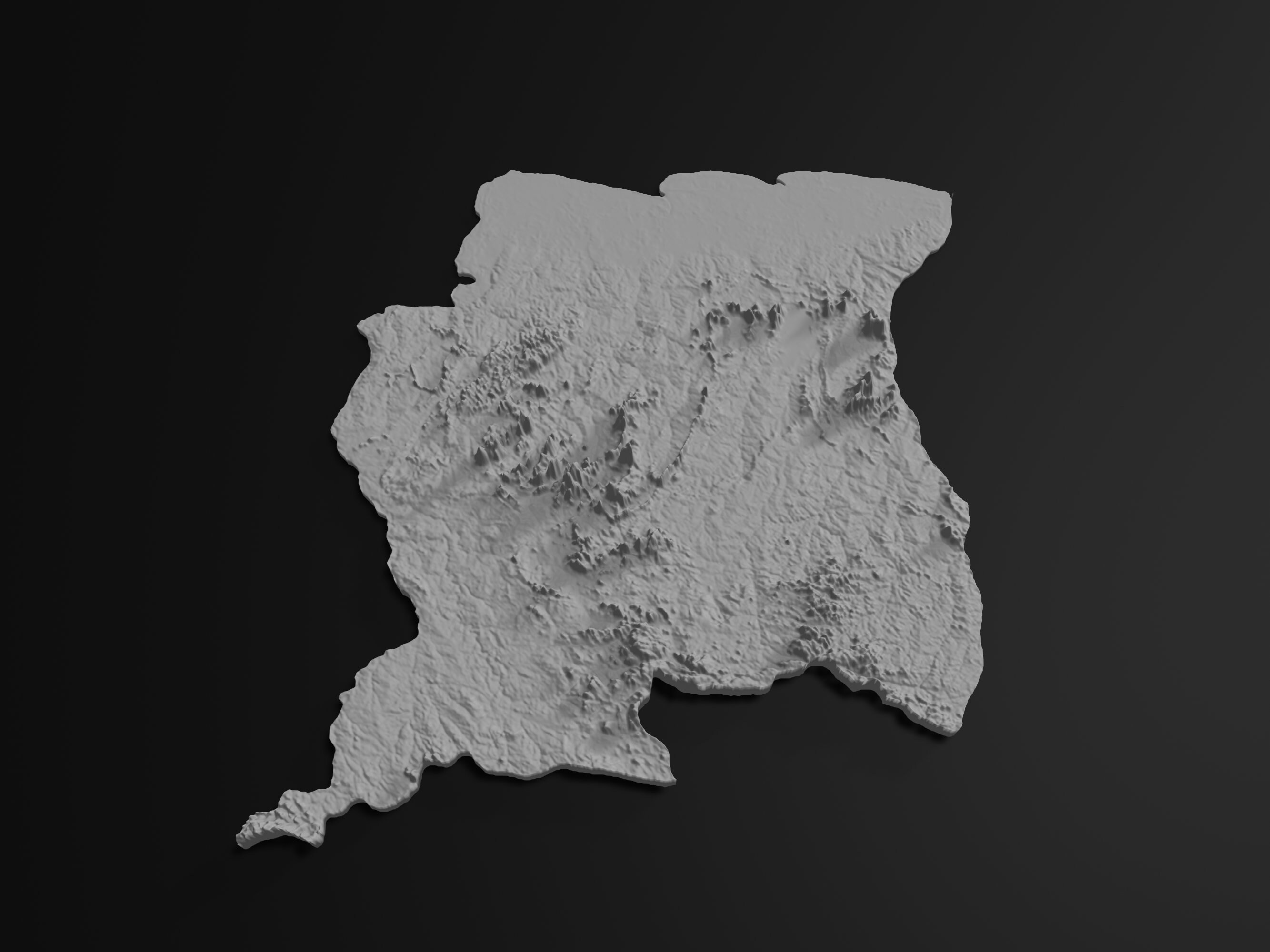 Suriname Topographical Relief Map 3D Model Stl for CNC and 3D Printing ...