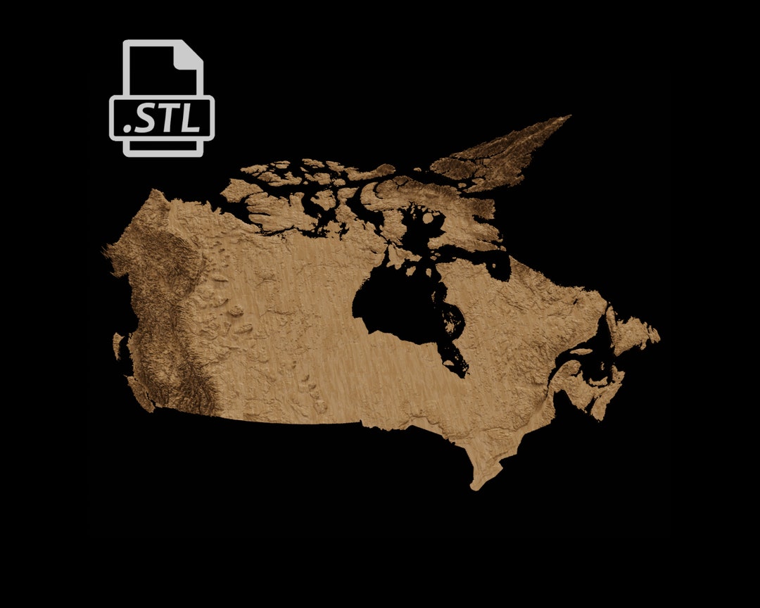 Canada Topographic Map 3D Model File Stl File for CNC Milling and 3D ...