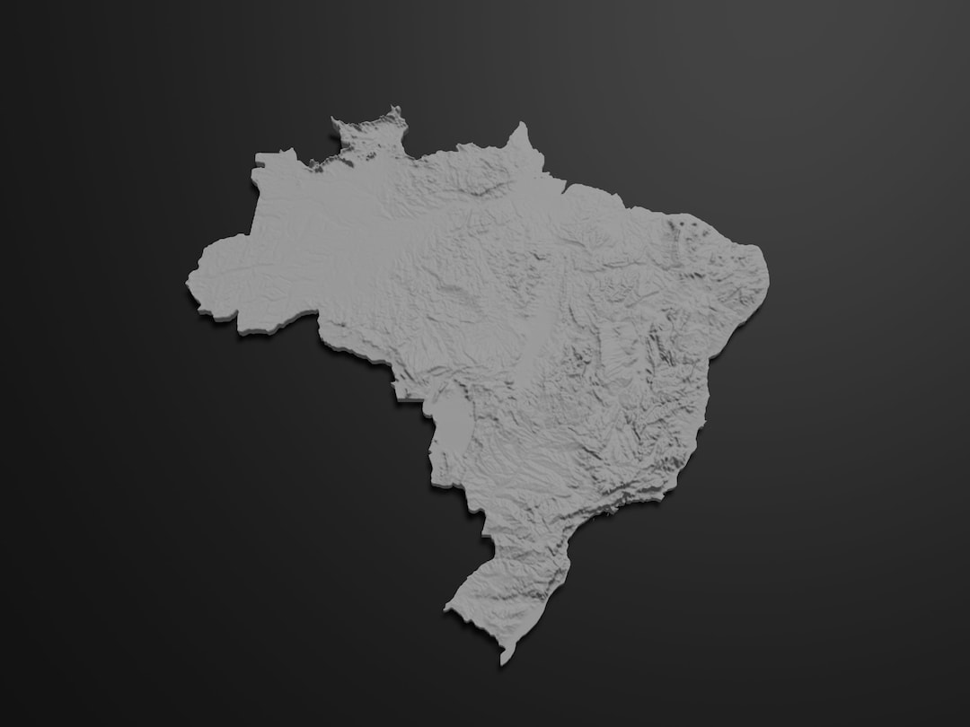 Brazil Topographical Relief Map 3D Model Stl for CNC and 3D - Etsy