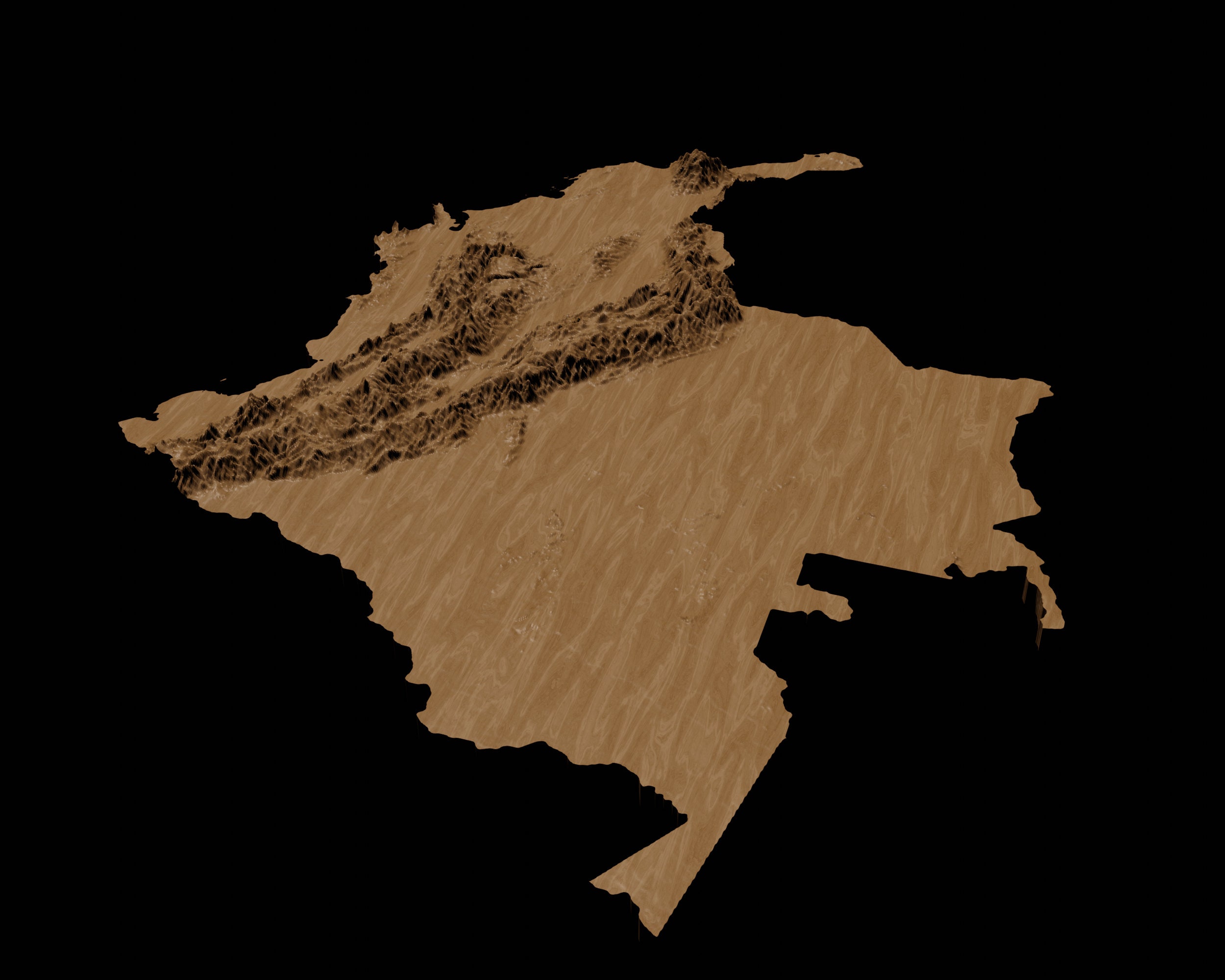 Mapa topográfico de colombia | Modelo 3D Stl para CNC e impresión 3D ...