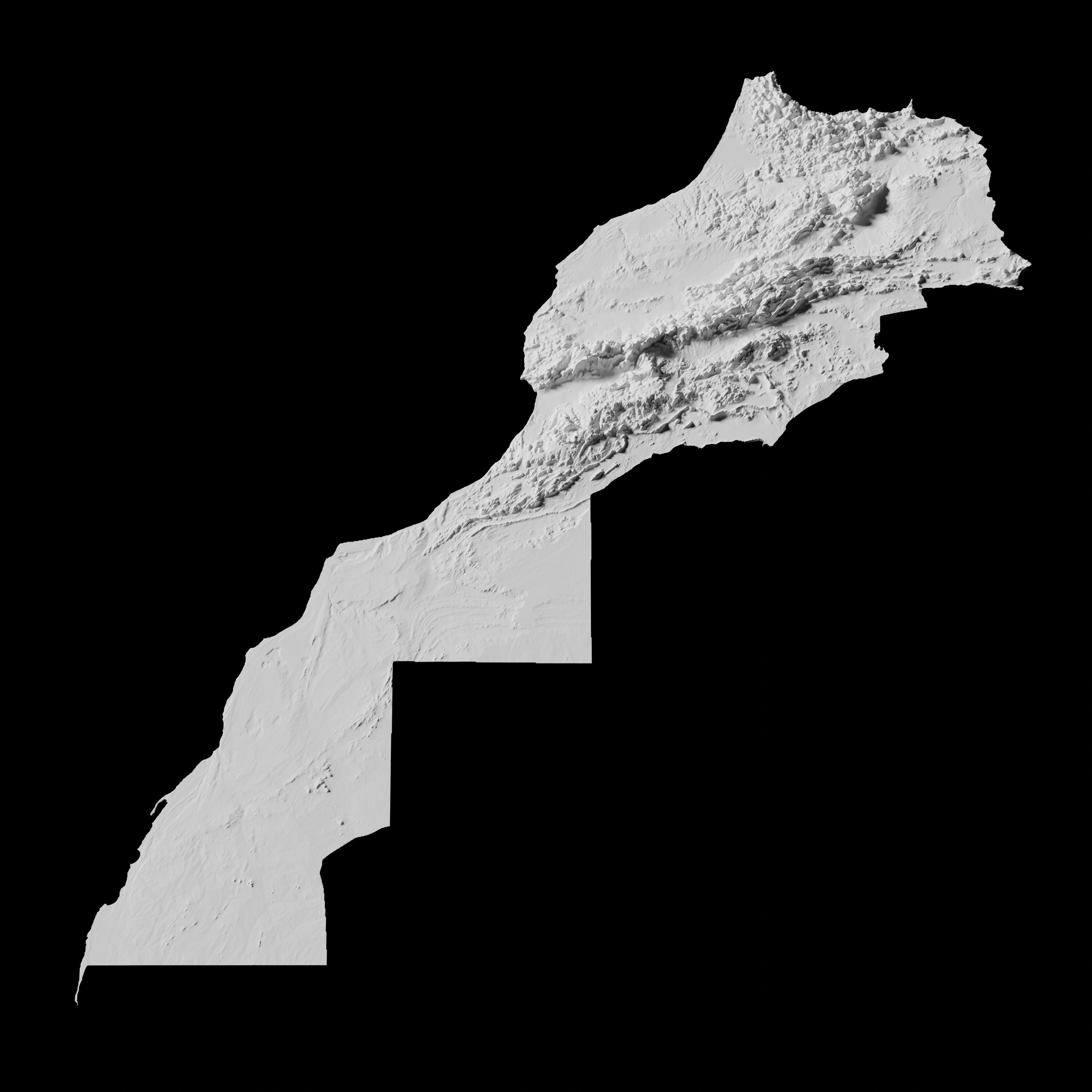 Morocco Topographic Map 3D Model File | Stl File for CNC Milling and 3D ...