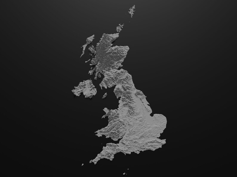 United Kingdom Topographic Map 3D Model Stl for CNC and 3D - Etsy