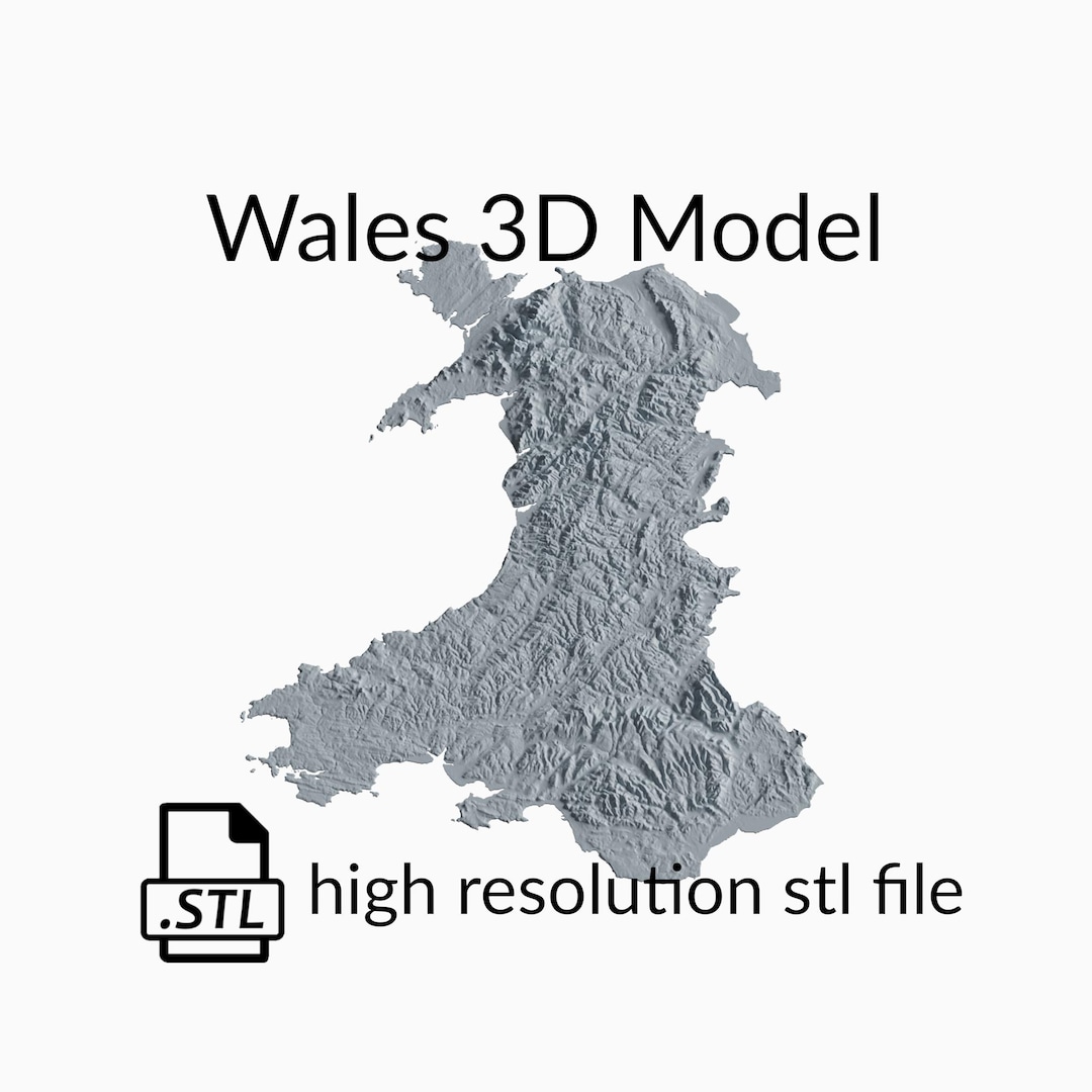 Wales Topographic Map 3D Model File | Stl File for CNC Milling and 3D ...