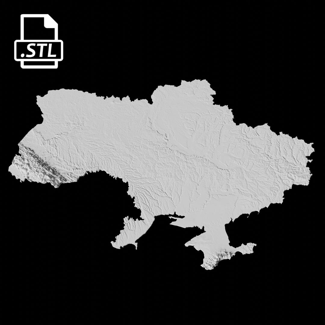 Ukraine Topographic Map 3D Model File Stl File for CNC Milling and 3D ...