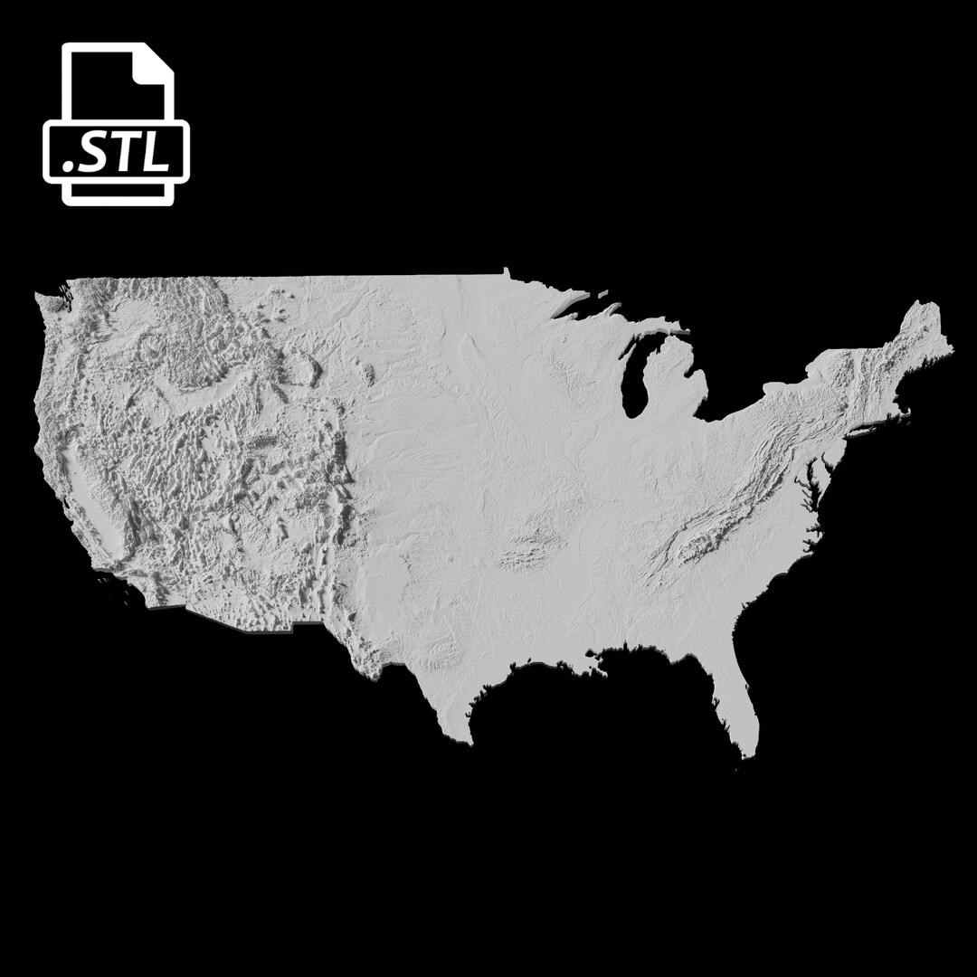 USA Topographic Map 3D Model File Stl File for CNC Milling and 3D ...