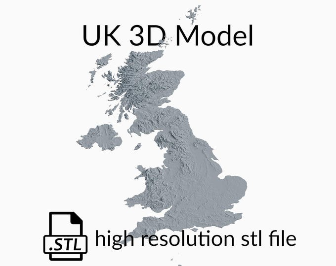 United Kingdom Topographic Map 3D Model File | Stl File for CNC Milling ...