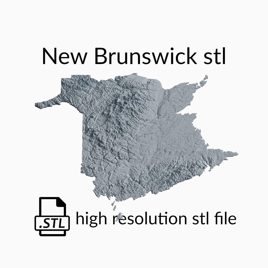 New Brunswick Topographic Map 3D Model File | Stl File for CNC Milling ...
