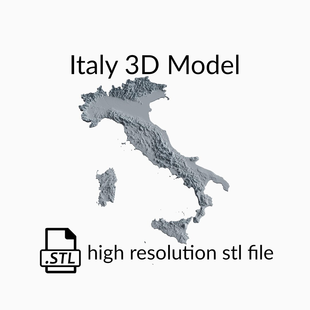 Italy Topographic Map 3D Model File | Stl File for CNC Milling and 3D ...