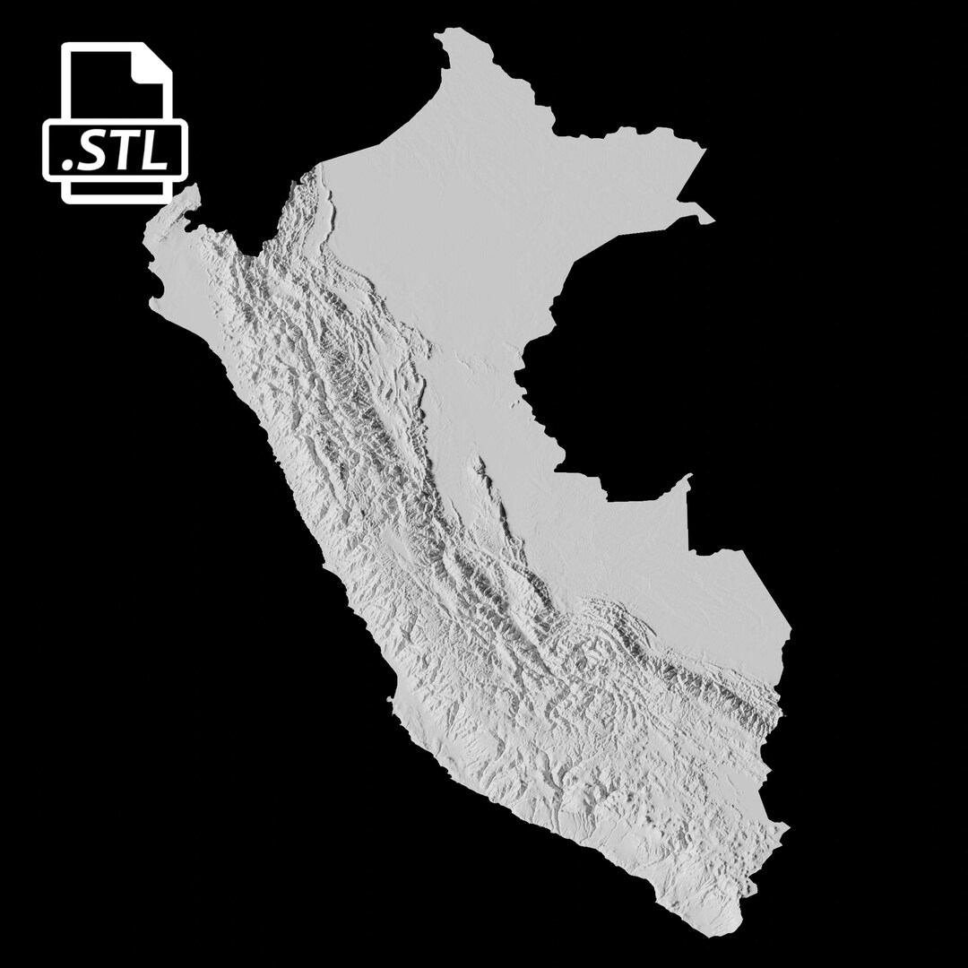 Peru Topographic Map 3D Model File | Stl File for CNC Milling and 3D ...
