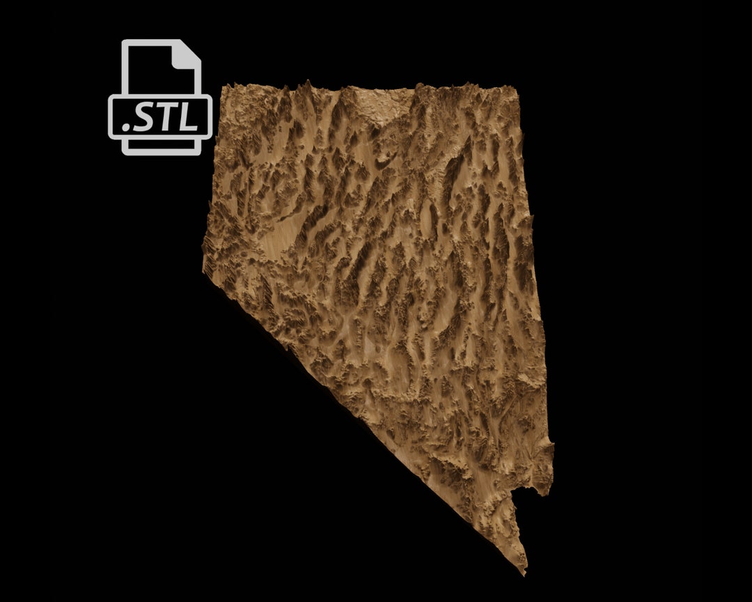 State of Nevada Topographic Map 3D Model File Stl File for CNC Milling ...