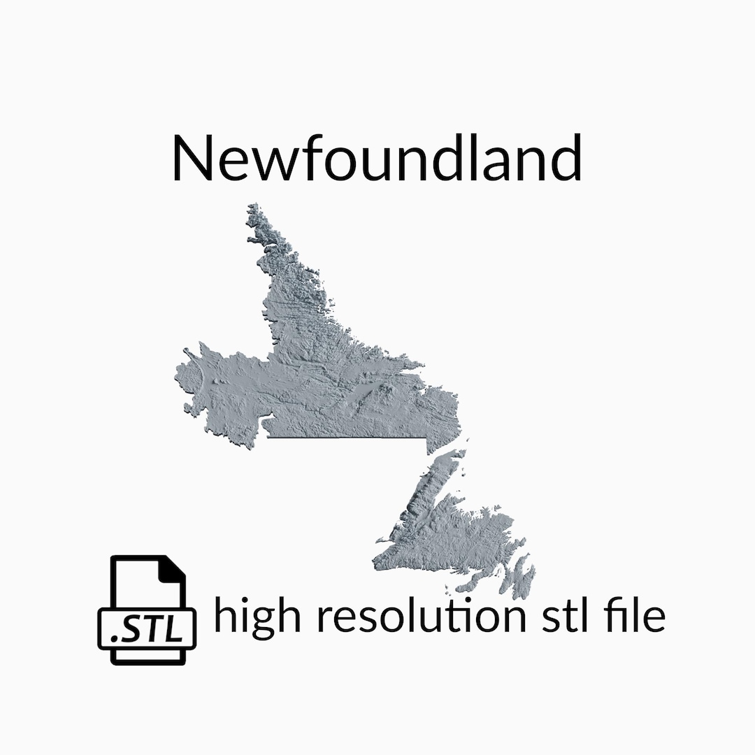 Newfoundland Topographic Map 3D Model File | Stl File for CNC Milling ...