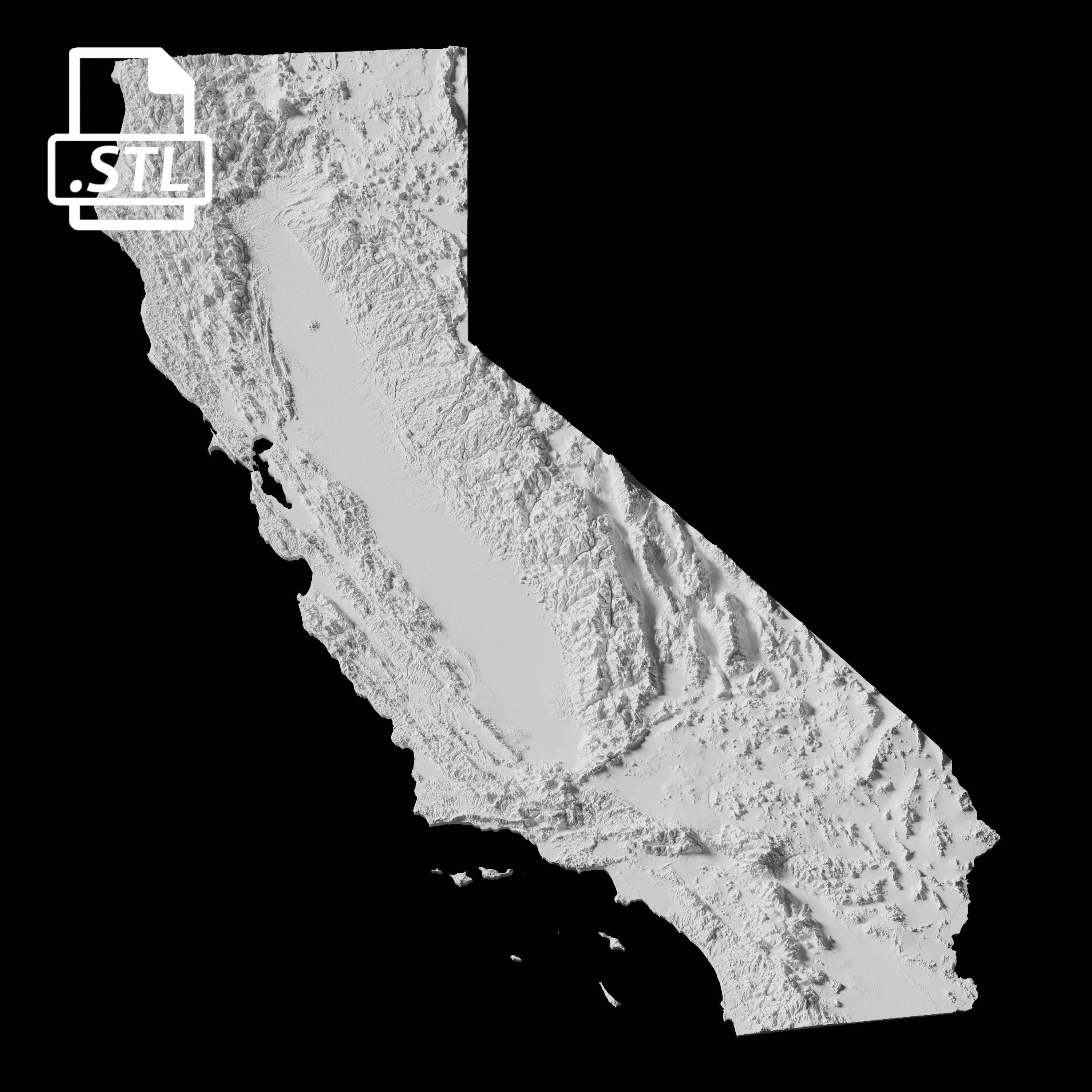 State of California Topographic Map 3D Model File Stl File for CNC ...