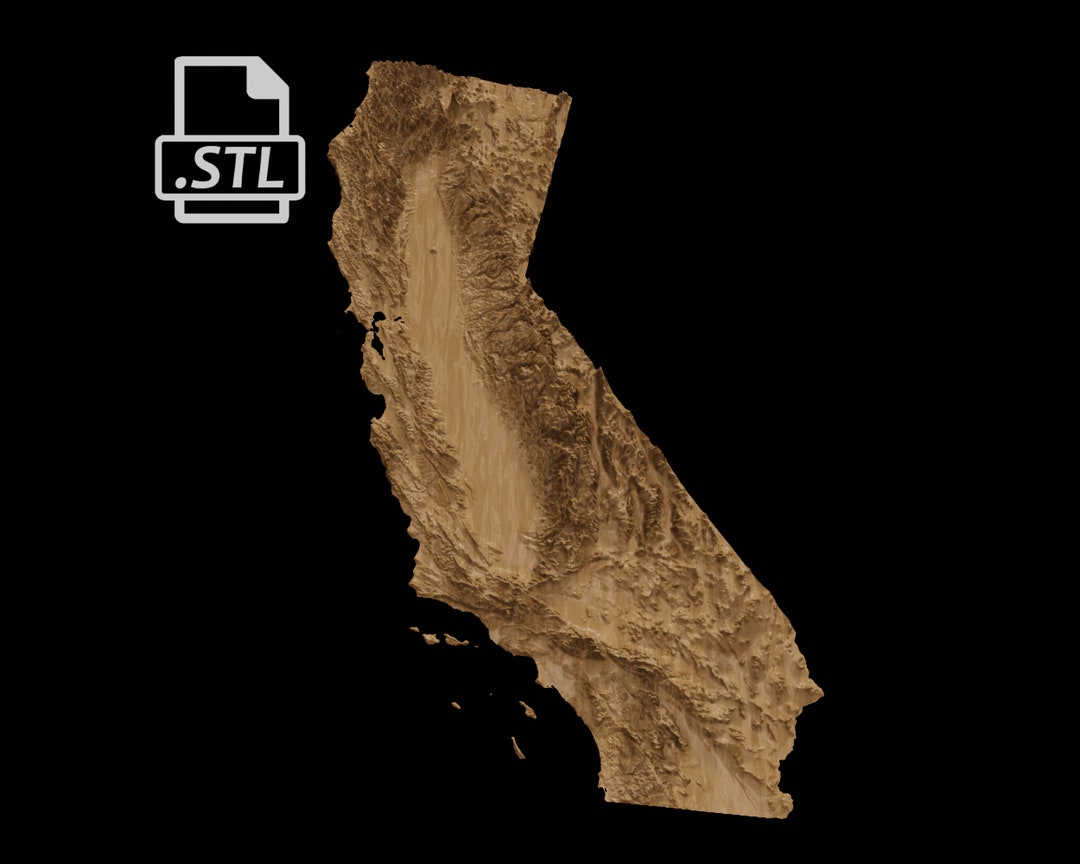 California State Topographic Map 3D Model Stl for CNC Carving and 3D ...
