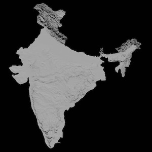 India Topographical Relief Map | 3D Model Stl for CNC and 3D Printing ...