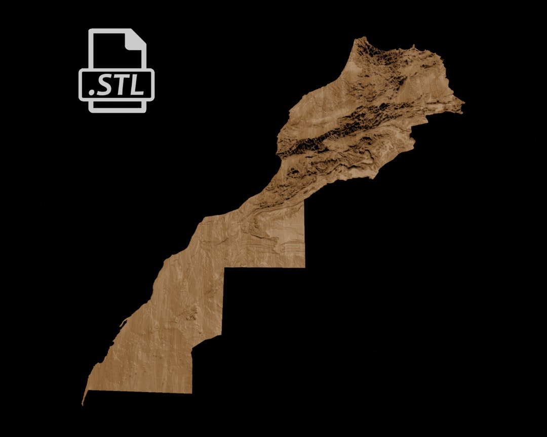 Morocco Topographic Map 3D Model Stl for CNC and 3D Printing - Etsy