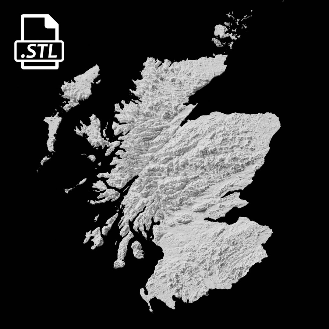 Scotland Topographic Map 3D Model File Stl File for CNC Milling and 3D ...