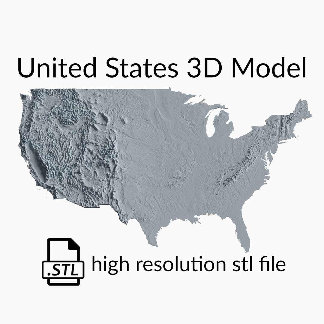 USA Topographic Map 3D Model File | Stl File for CNC Milling and 3D ...