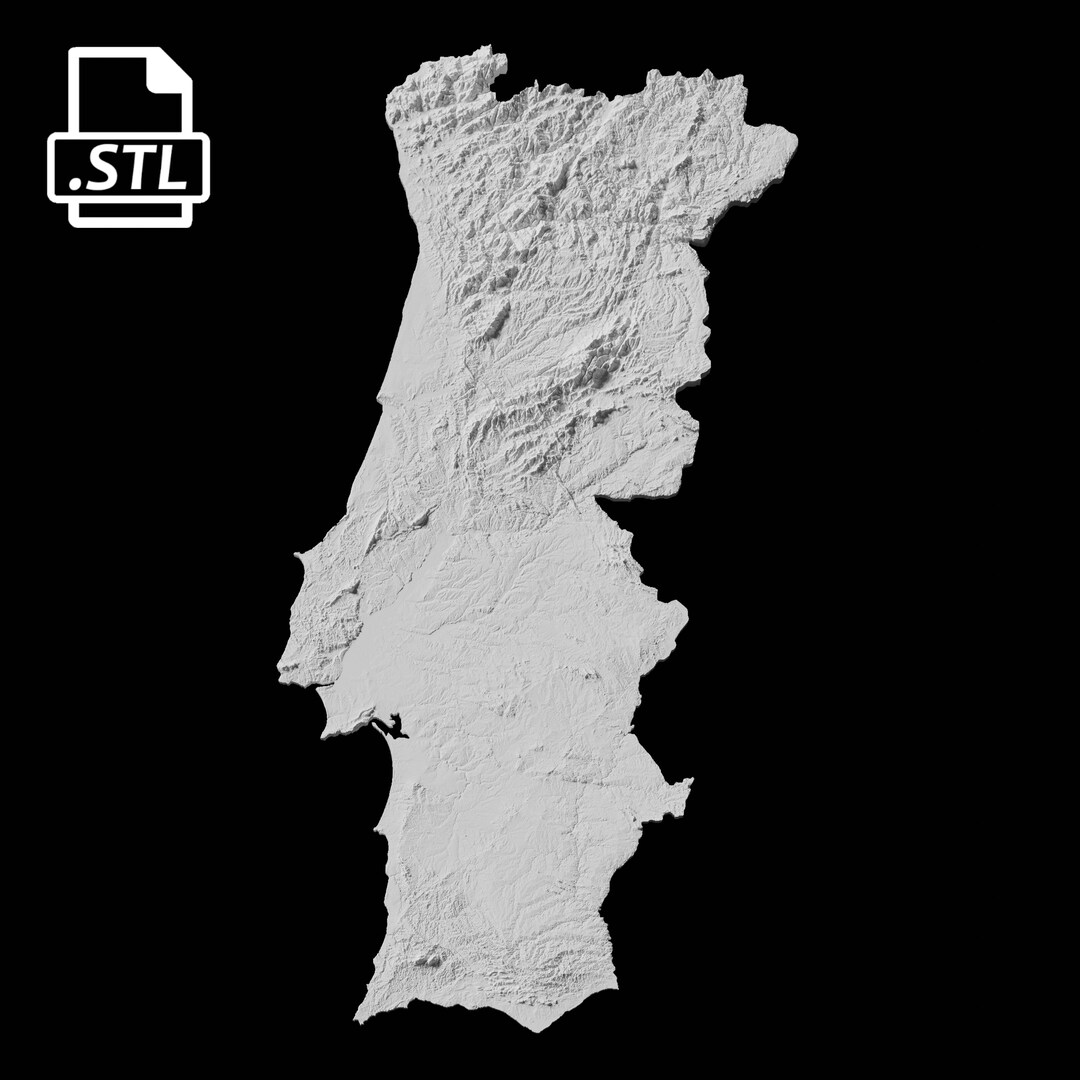 Arquivo de modelo 3D do mapa topográfico de Portugal Arquivo STL para ...