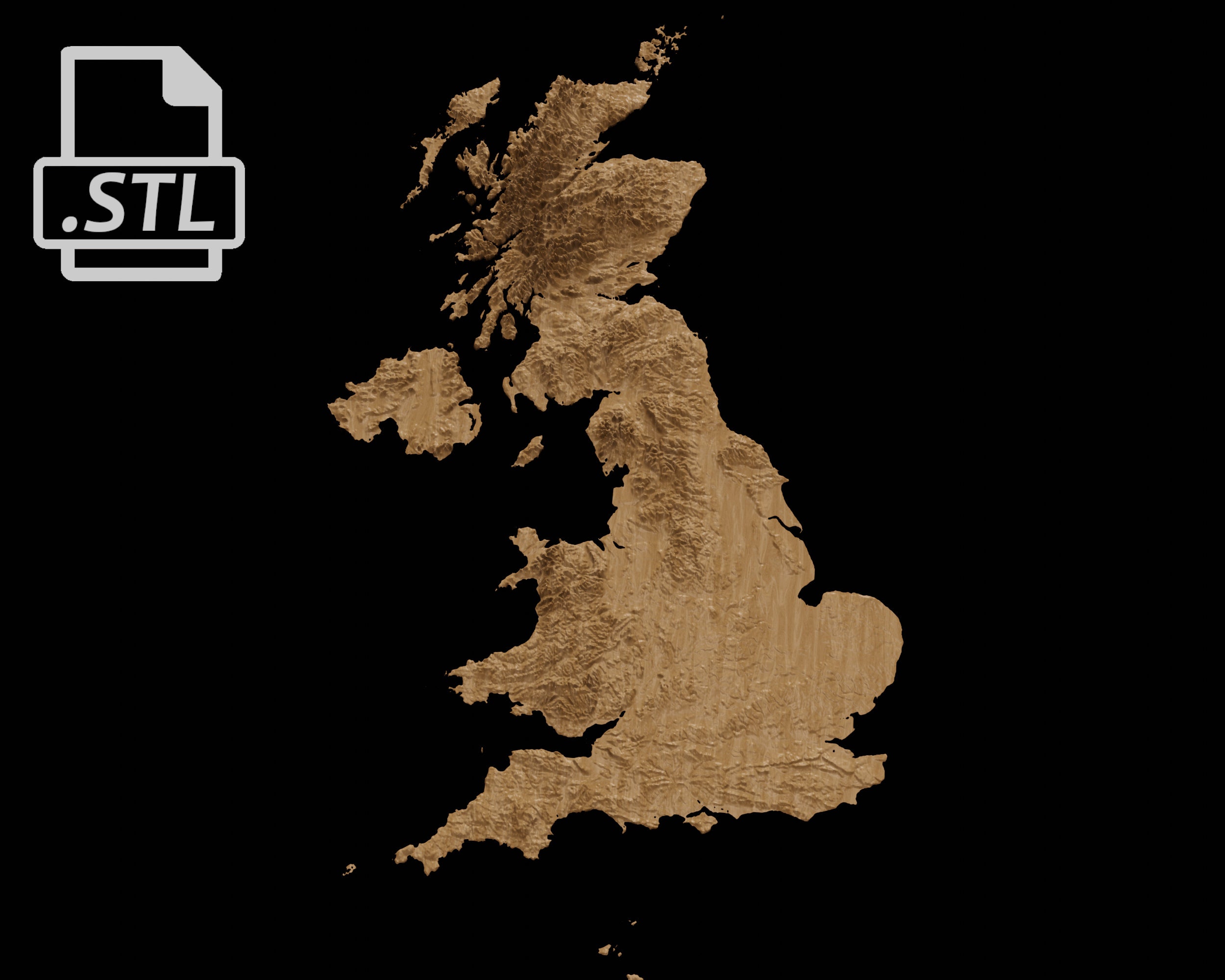 United Kingdom Topographic Map 3D Model Stl for CNC and 3D - Etsy UK