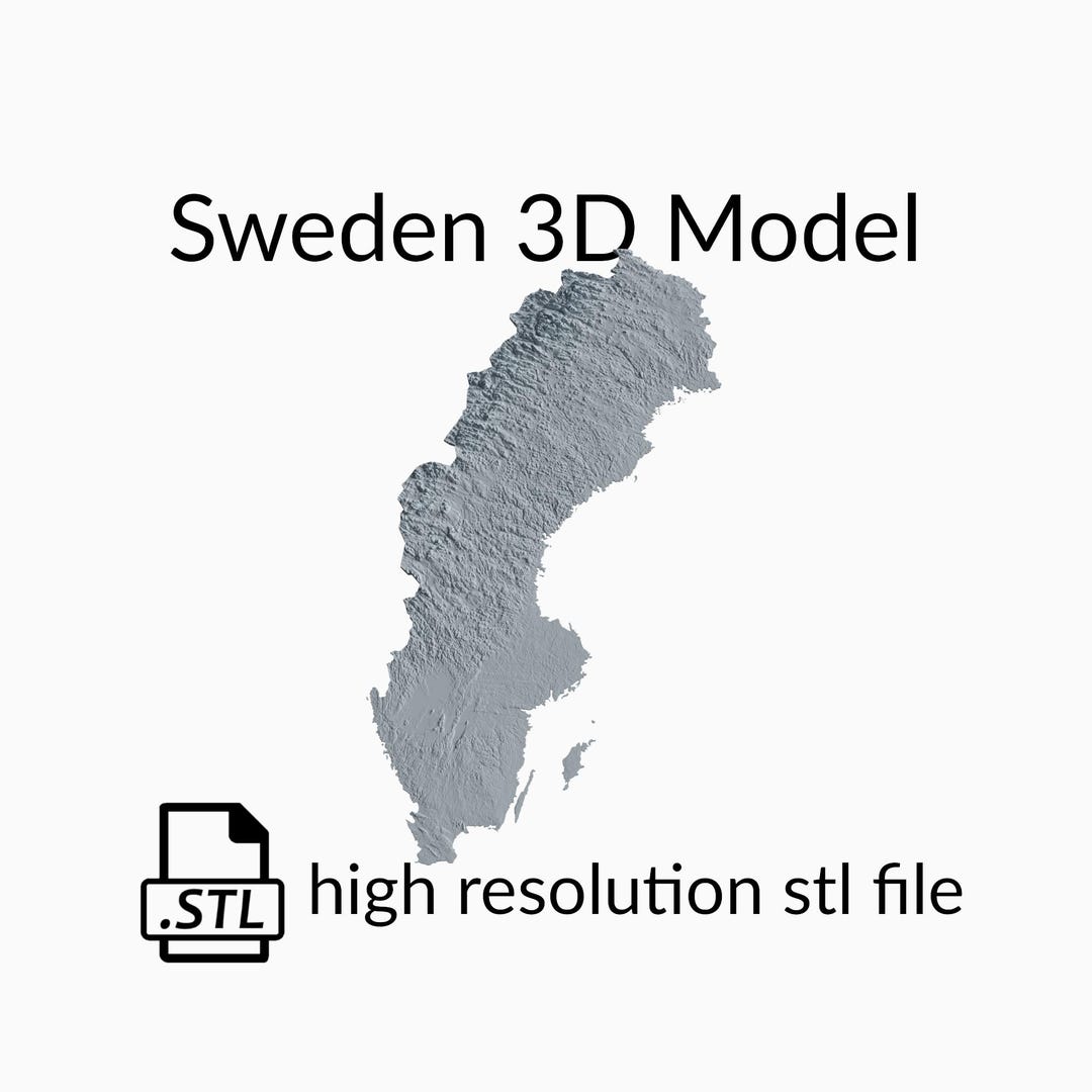 Sweden Topographic Map 3D Model File | Stl File for CNC Milling and 3D ...