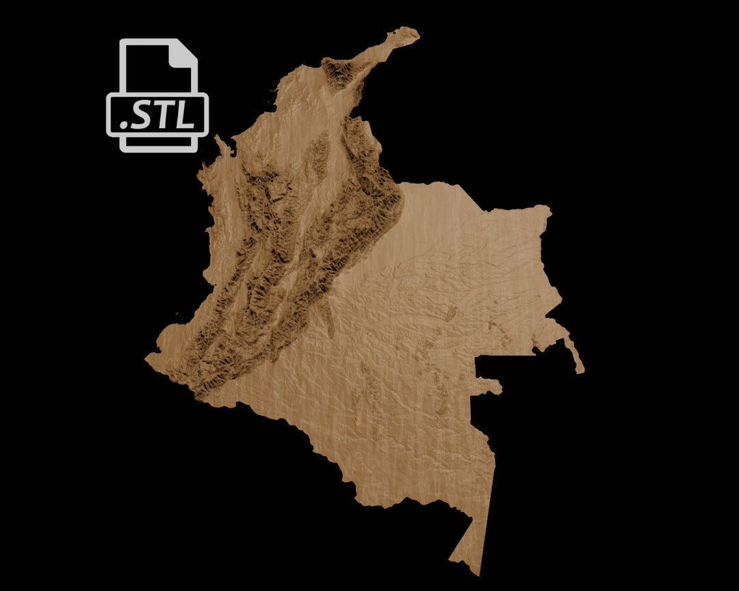 Mapa topográfico de colombia Modelo 3D Stl para CNC e impresión 3D ...