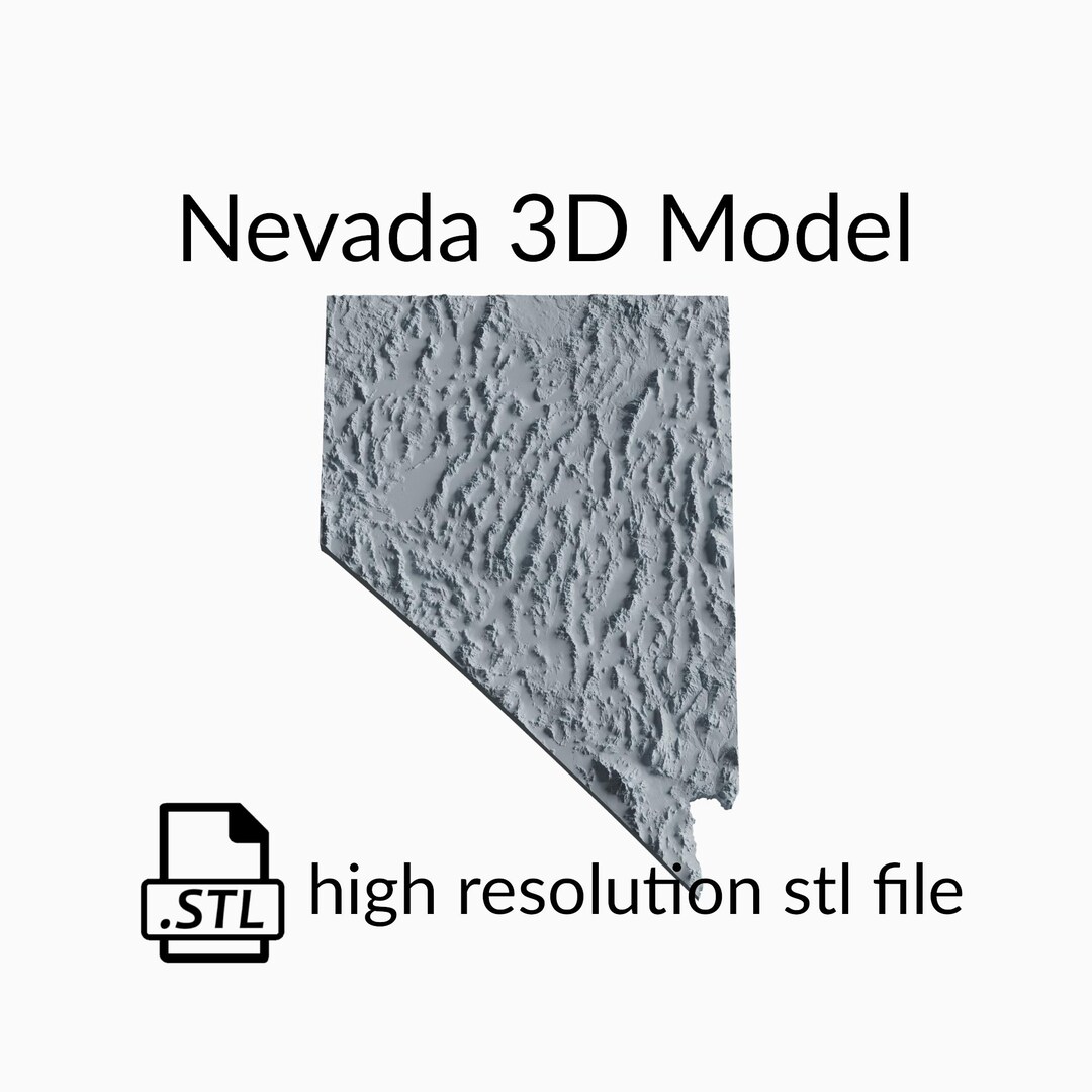 State of Nevada Topographic Map 3D Model File | Stl File for CNC ...