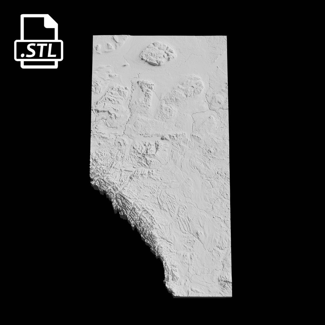 Alberta Topographic Map 3D Model File Stl File for CNC Milling and 3D ...