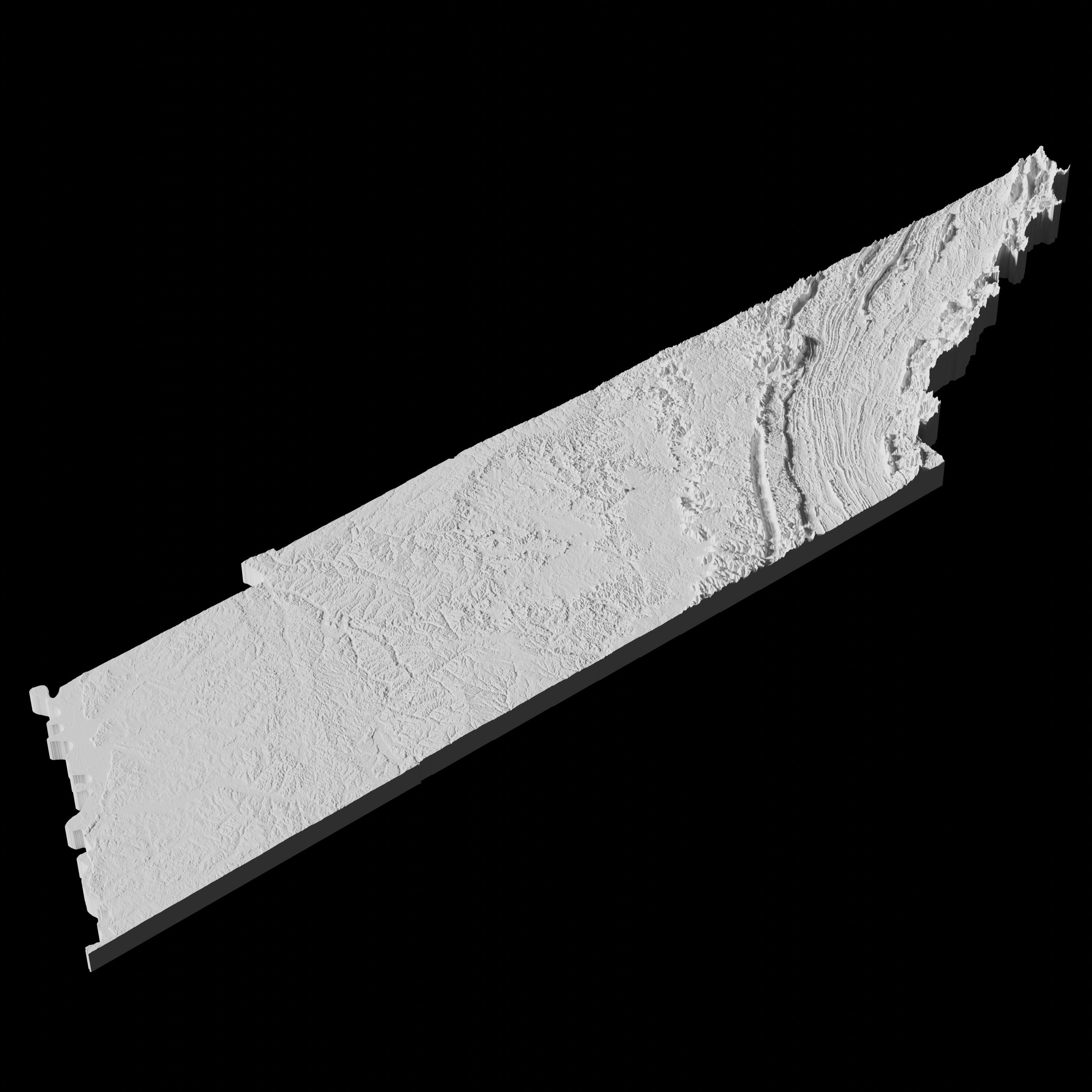 State of Tennessee Topographic Map 3D Model File | Stl File for CNC ...