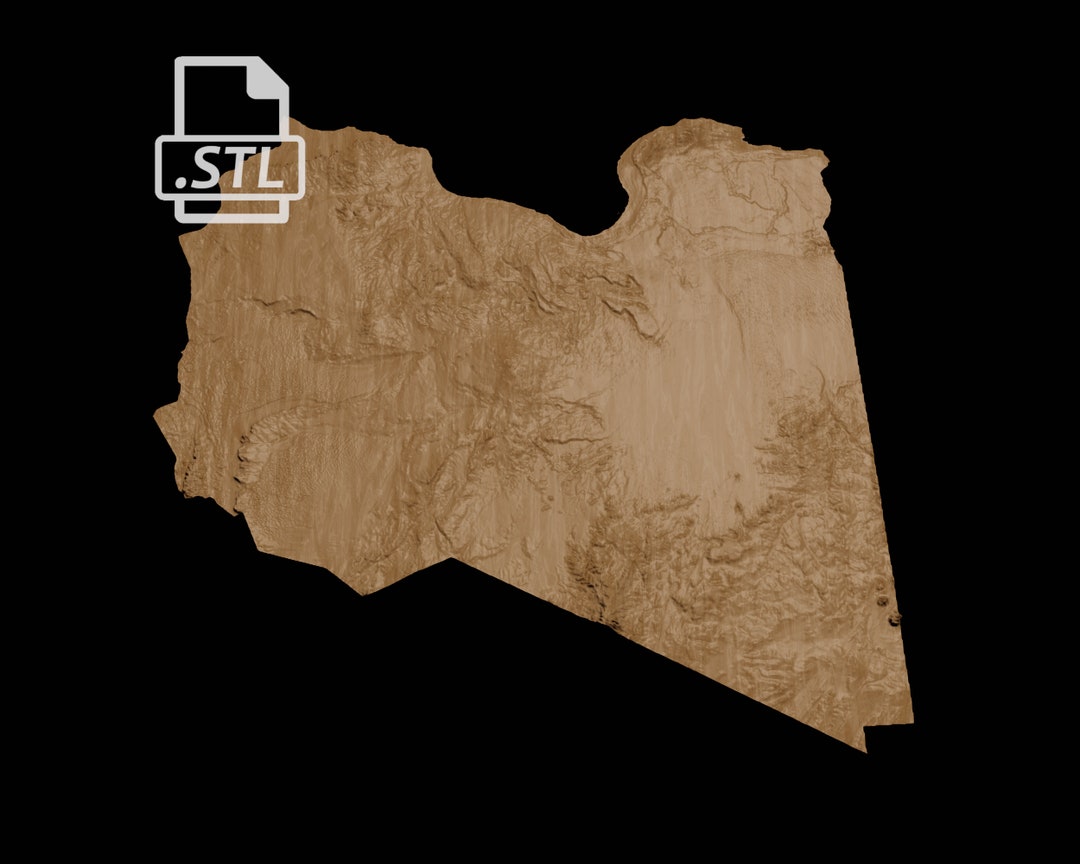 Libya Topographical Relief Map | 3D Model Stl for CNC and 3D Printing ...