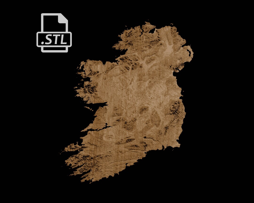 Ireland Topographic Terrain Map 3D Model Stl for CNC and 3D Printing ...