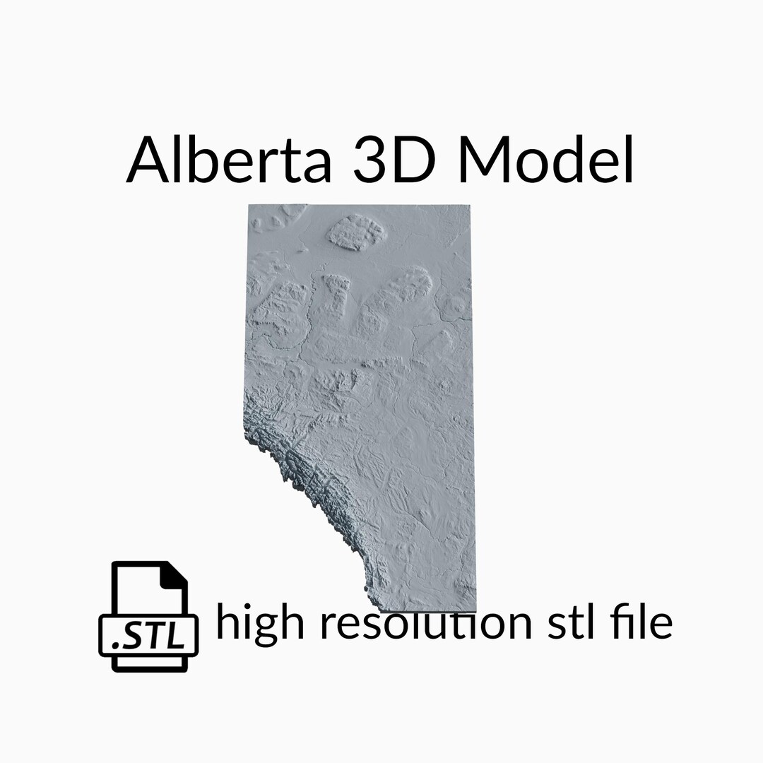 Alberta Topographic Map 3D Model File | Stl File for CNC Milling and 3D ...