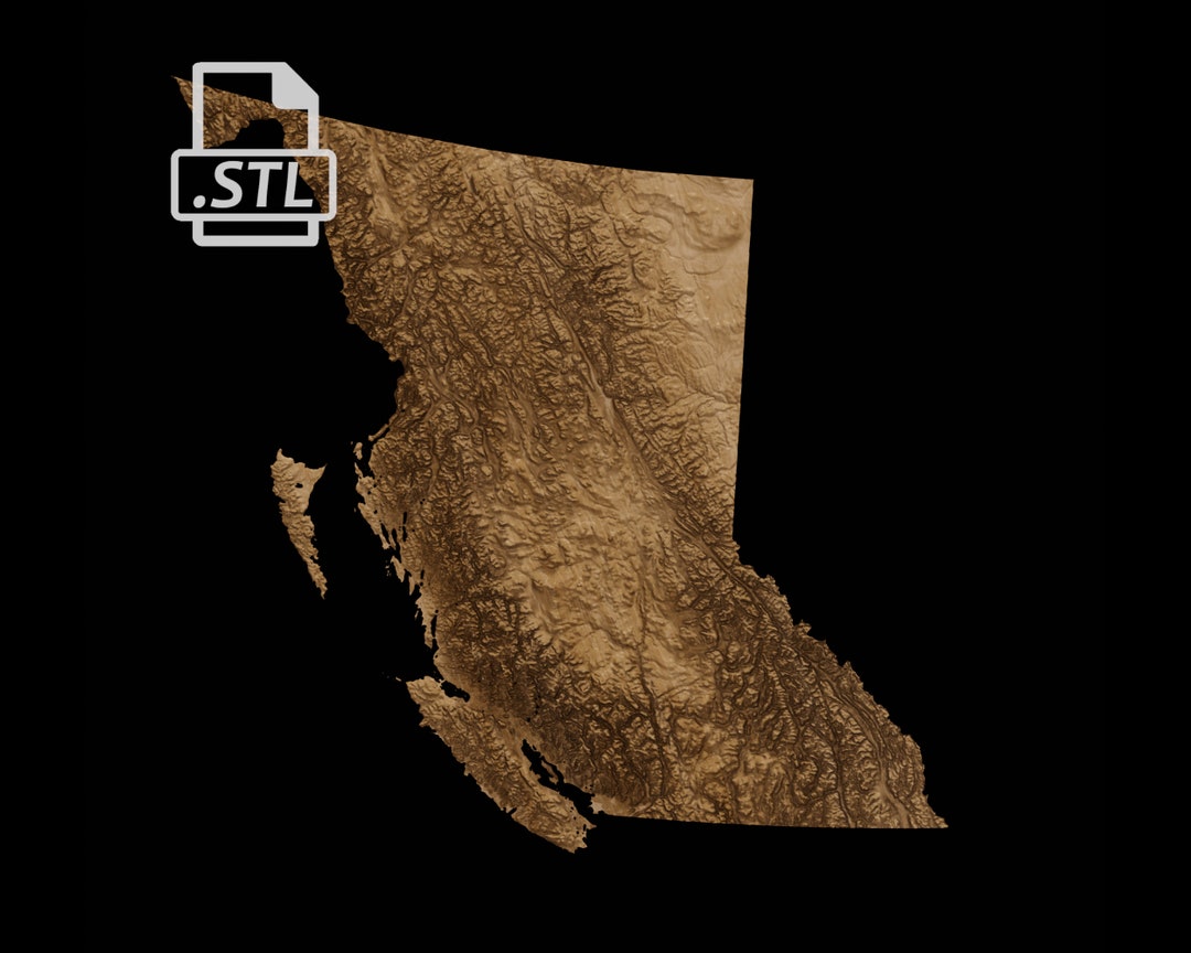 British Columbia Topographic Map 3D Model Stl for CNC and 3D Printing ...