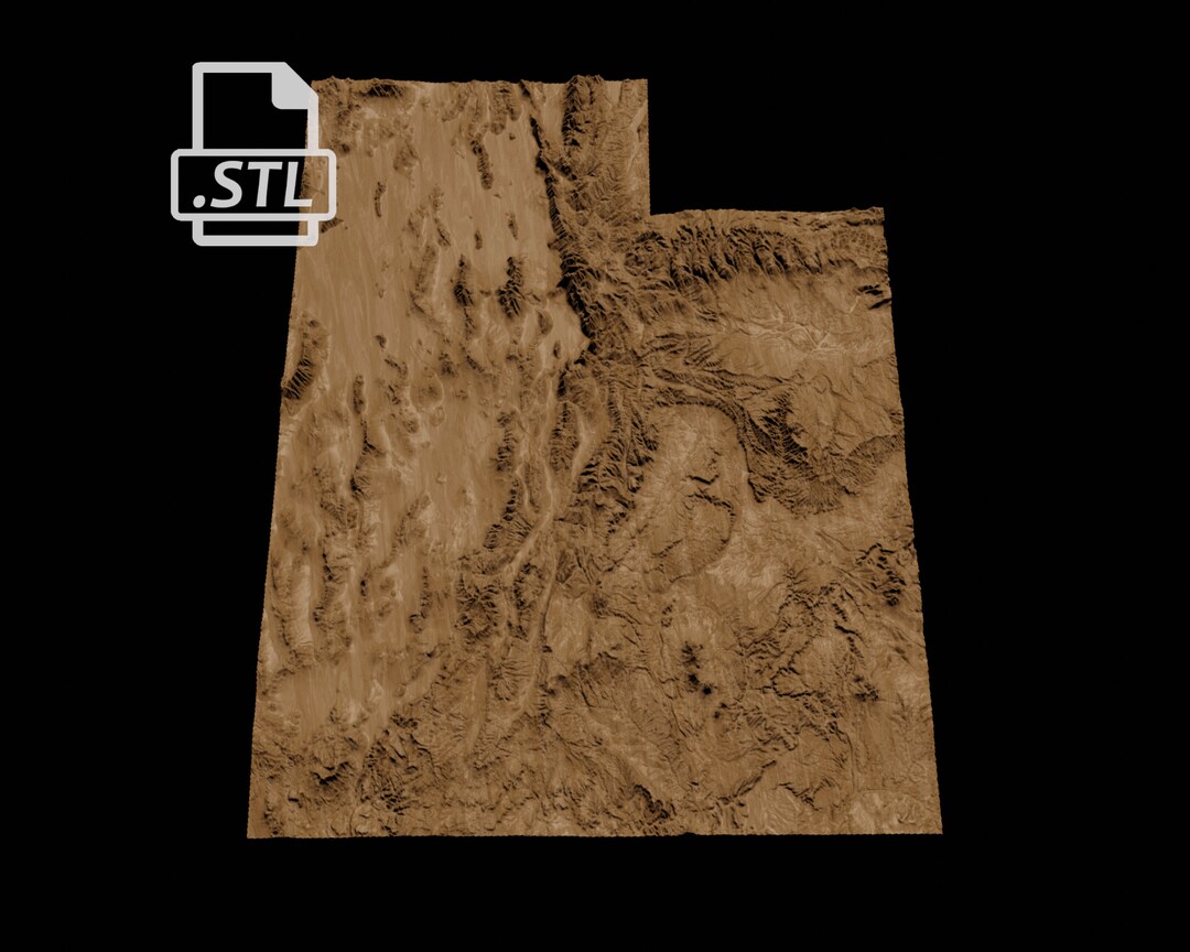 State of Utah Topographic Map 3D Model File Stl File for CNC Milling ...
