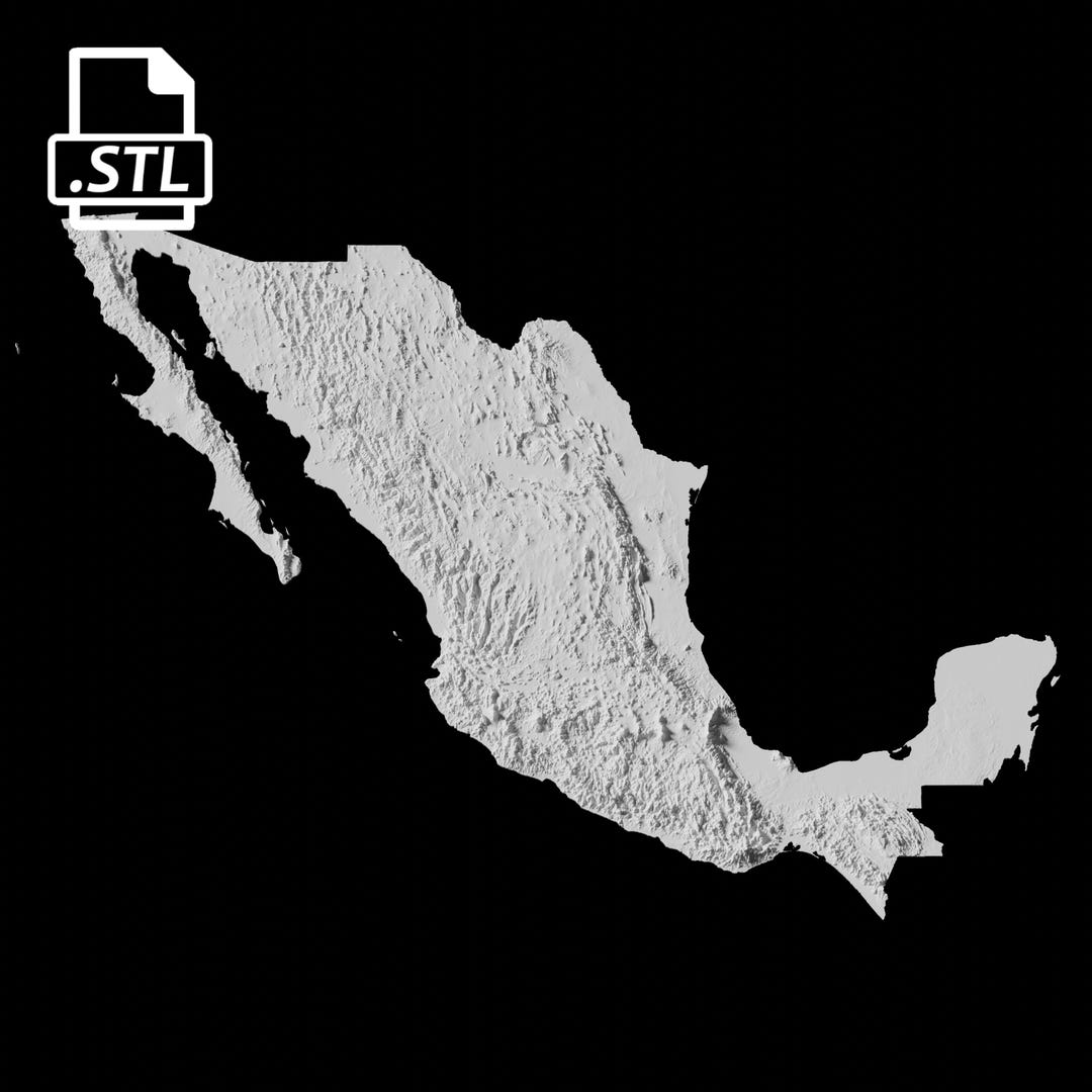 Mexico Topographic Map 3d Model File Stl File For Cnc Milling And 3d Printing 3d Map Stl Of 